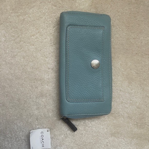 Coach | Bags | Coach Light Sky Blue Leather Wallet | Poshmark